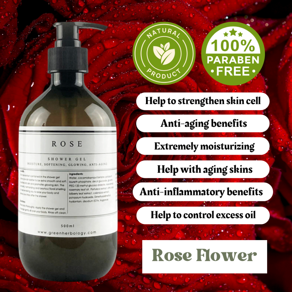Rose Shower Gel, Softening, Anti-Aging | Green Herbology